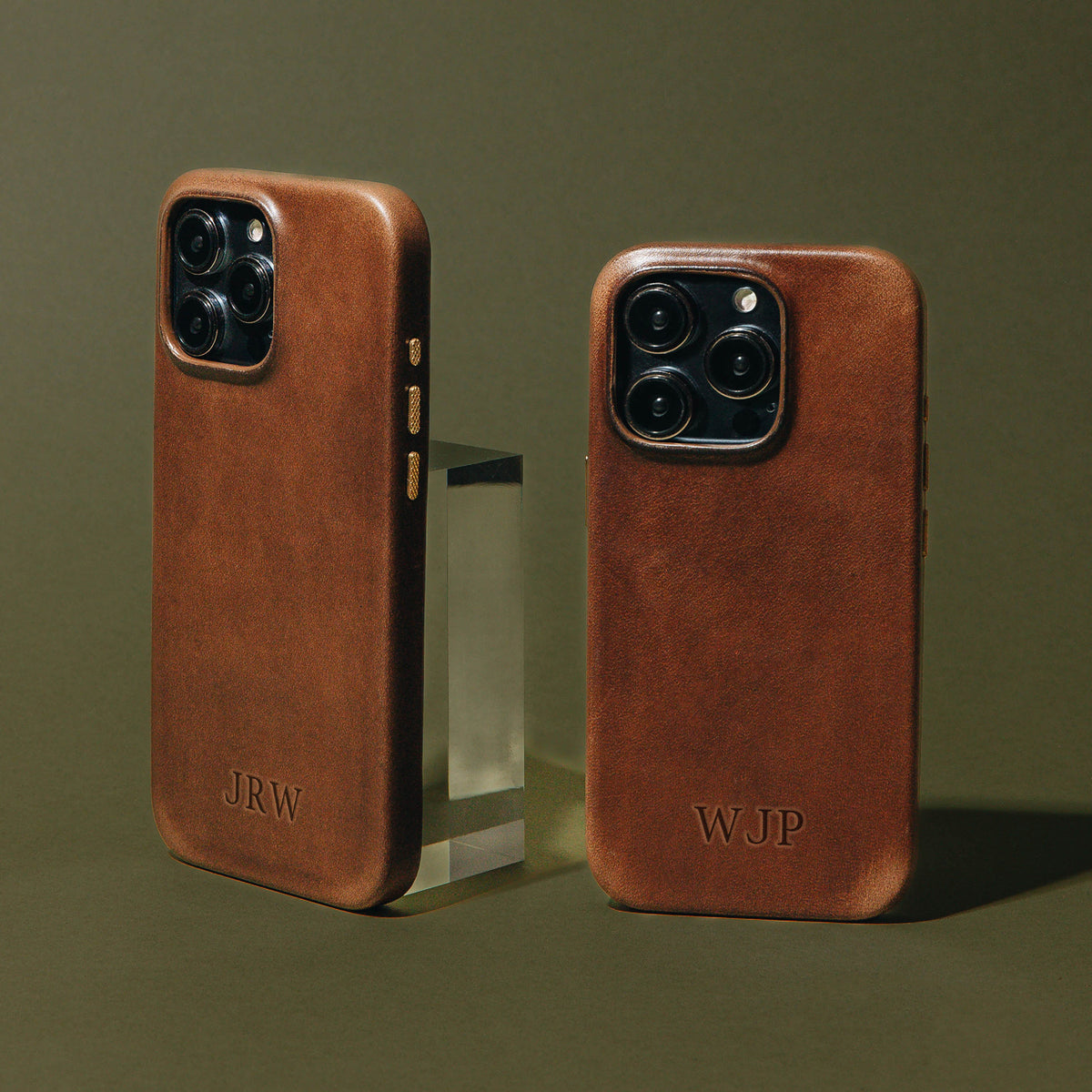 The Monogrammed Leather Phone Case - iPhone 16 – Clayton & Crume